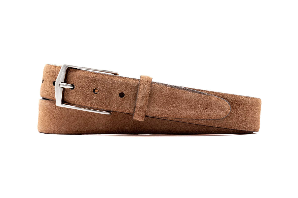 Julian 2 Buckle Suede American Alligator Belt - Chocolate | Martin Dingman