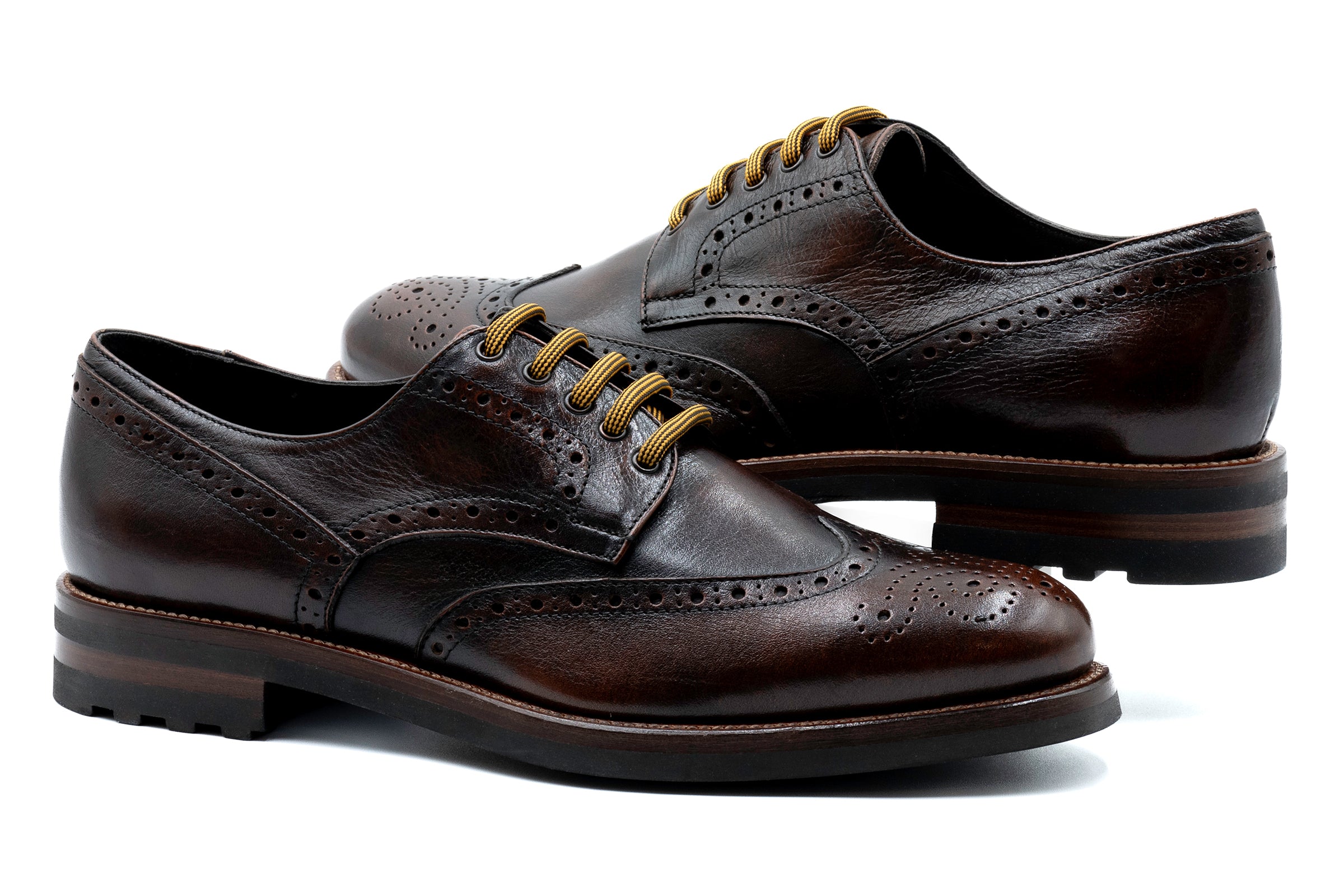 Napoli Italian Saddle Leather Wingtip - Blackened Chestnut | Martin Dingman