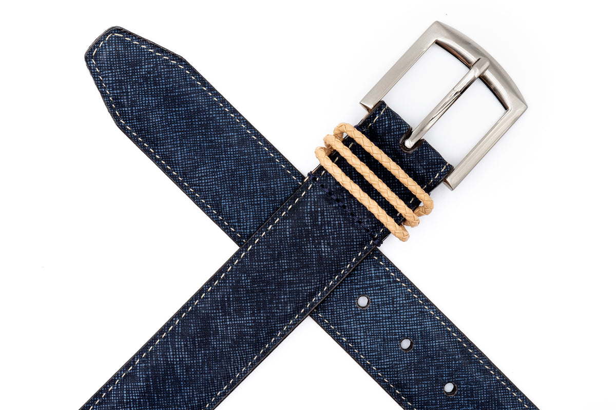 Bermuda Braid Nubuck Belt - Navy | Martin Dingman
