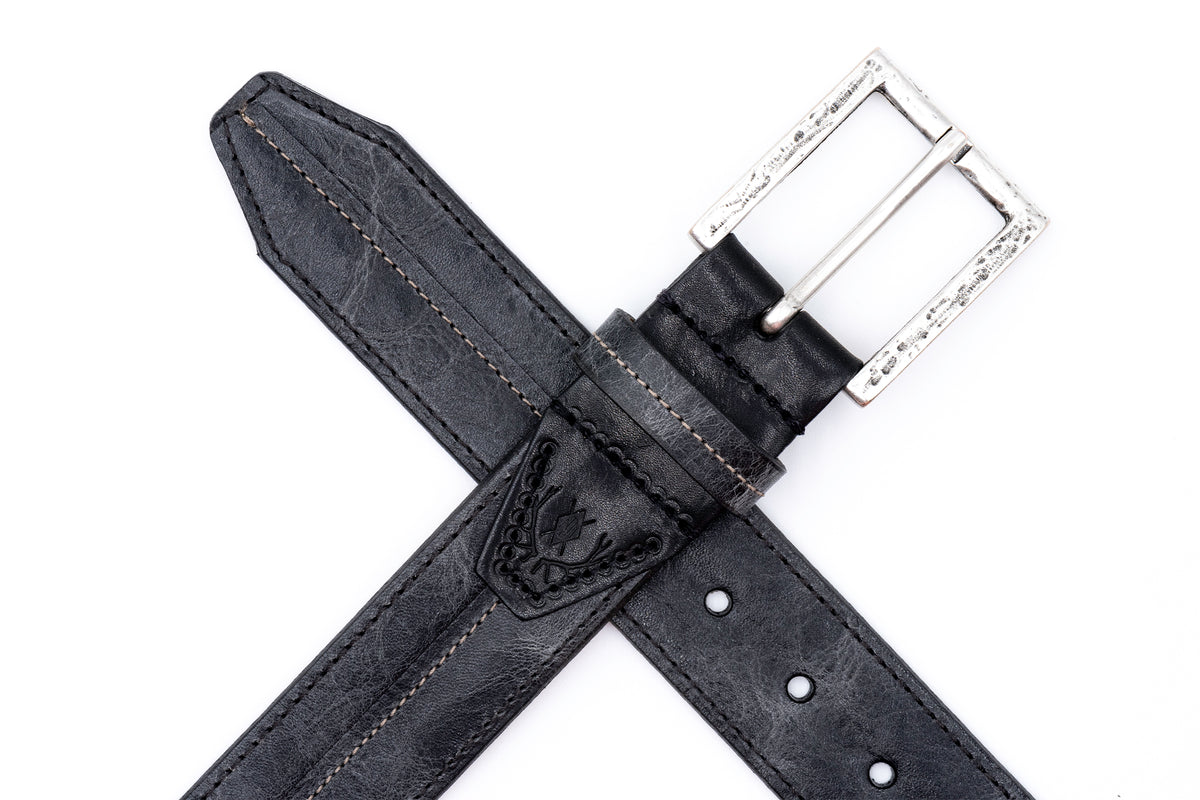 Austin Italian Saddle Leather Belt - Charcoal | Martin Dingman