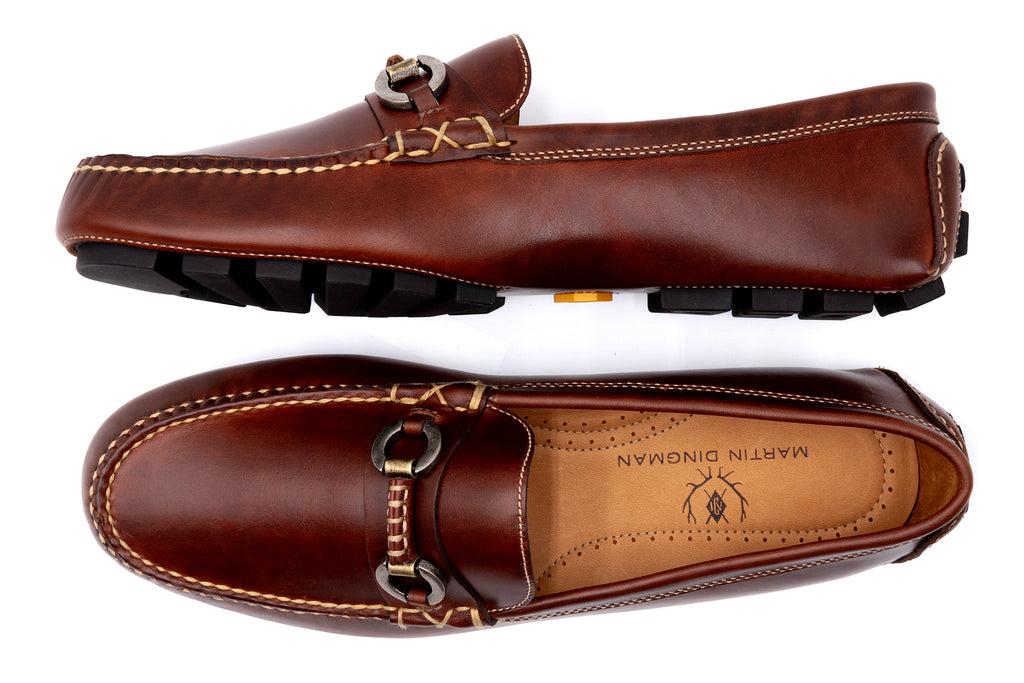 Old Row Saddle Leather Horse Bit Driving Loafers - Cigar | Martin Dingman