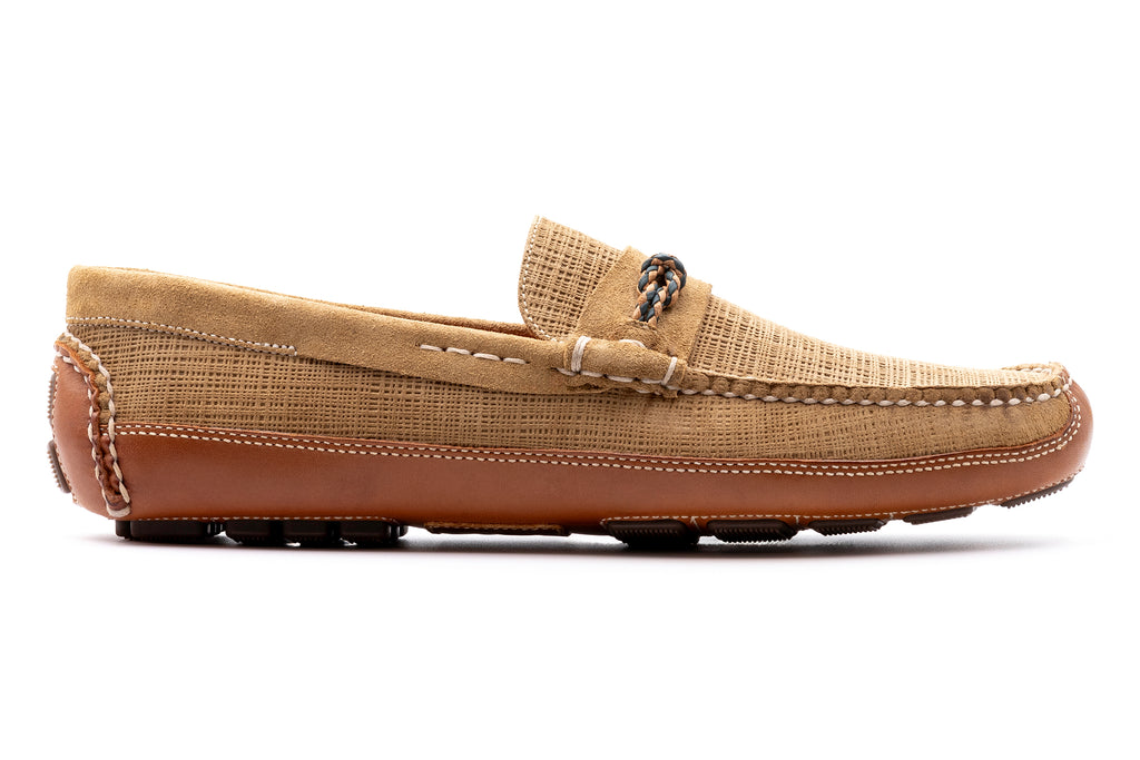 Monte Carlo Suede Braided Bit Loafers - Khaki | Martin Dingman