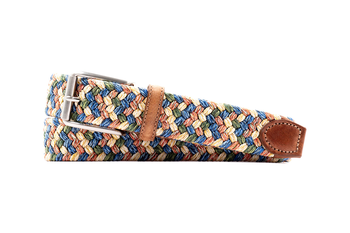 Como Braided Italian and Elastic Belt - Tropical Multi | Martin Dingman