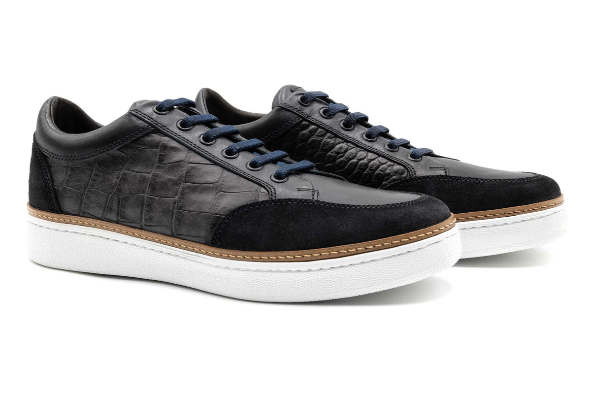Carson Alligator Grain Sneakers - Midnight | Martin Dingman