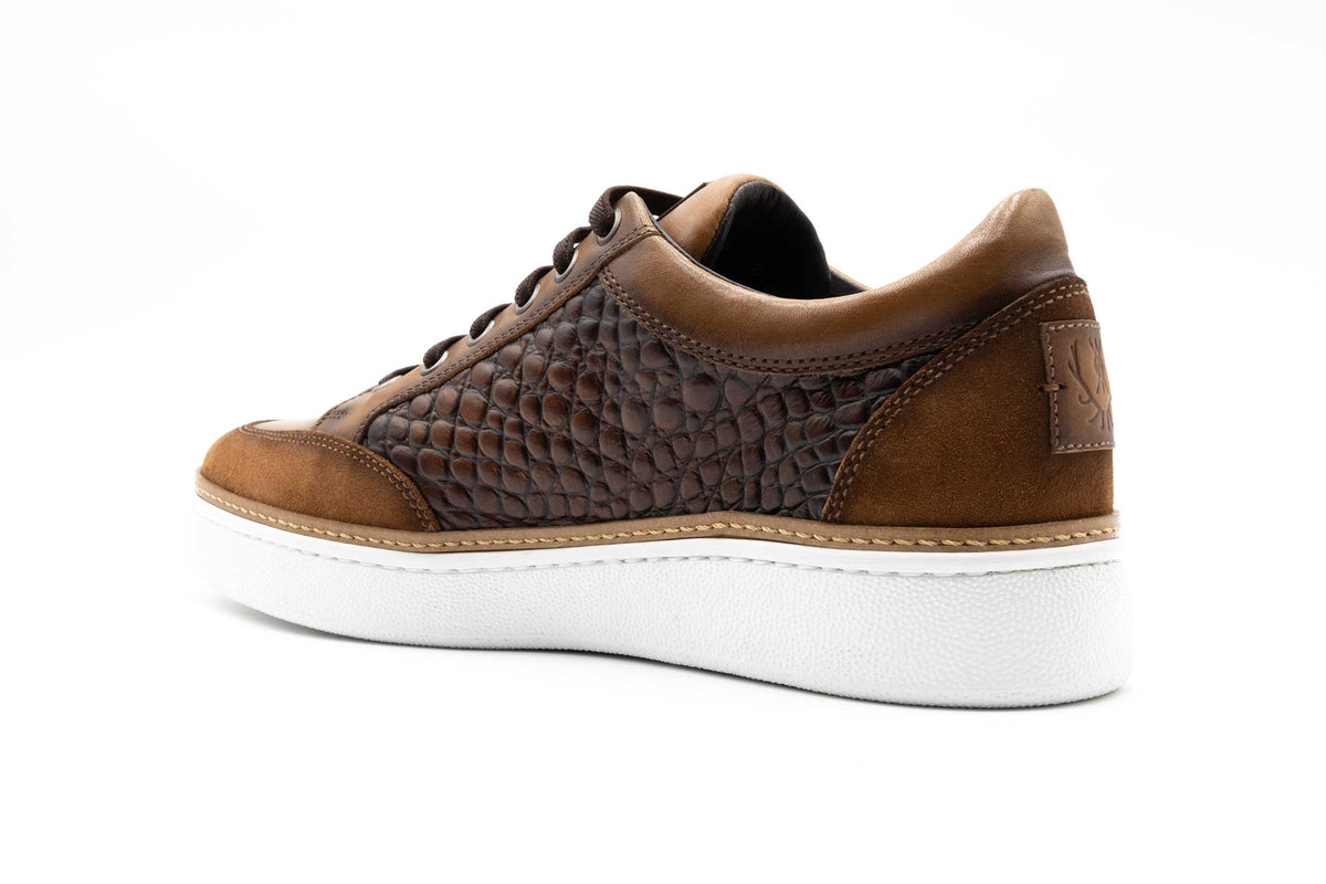 Carson Alligator Grain Sneakers - Pecan | Martin Dingman