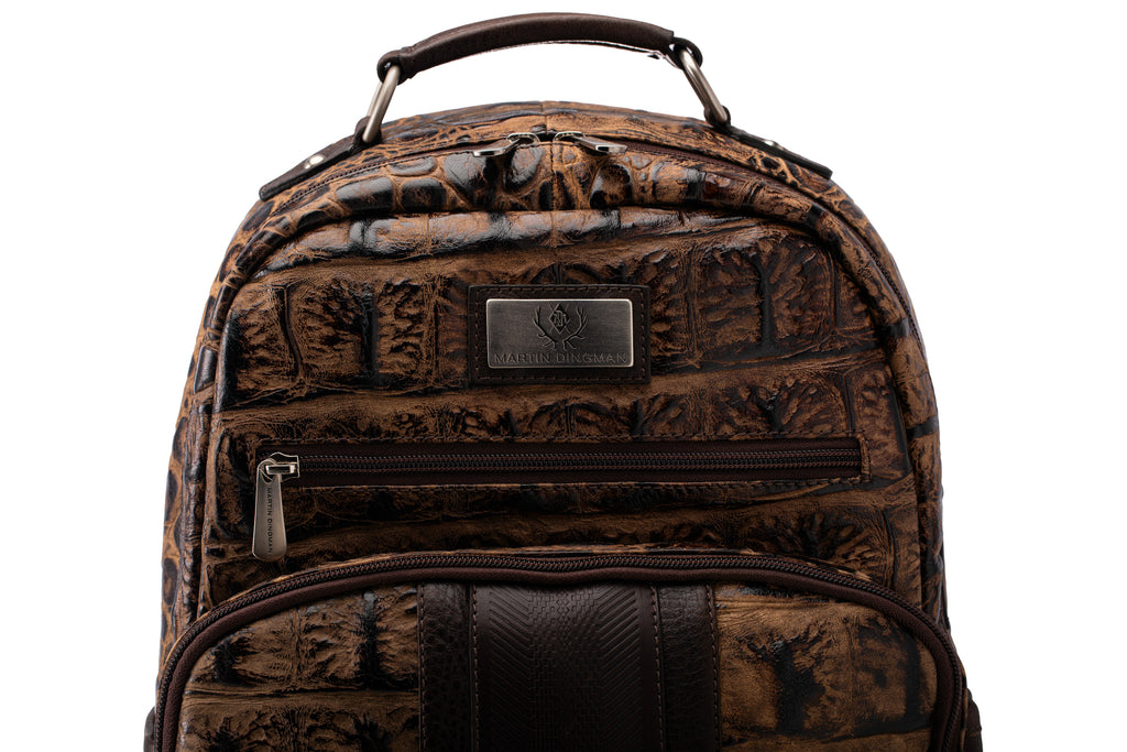 Safari Nile Crocodile Grain Backpack - Burnt Pecan | Martin Dingman