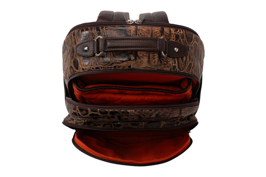 Safari Nile Crocodile Grain Backpack - Burnt Pecan | Martin Dingman