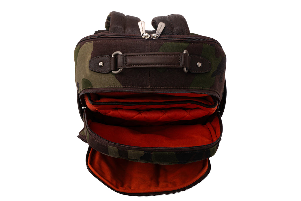 Field Waxed Cotton Backpack - Green Camo | Martin Dingman