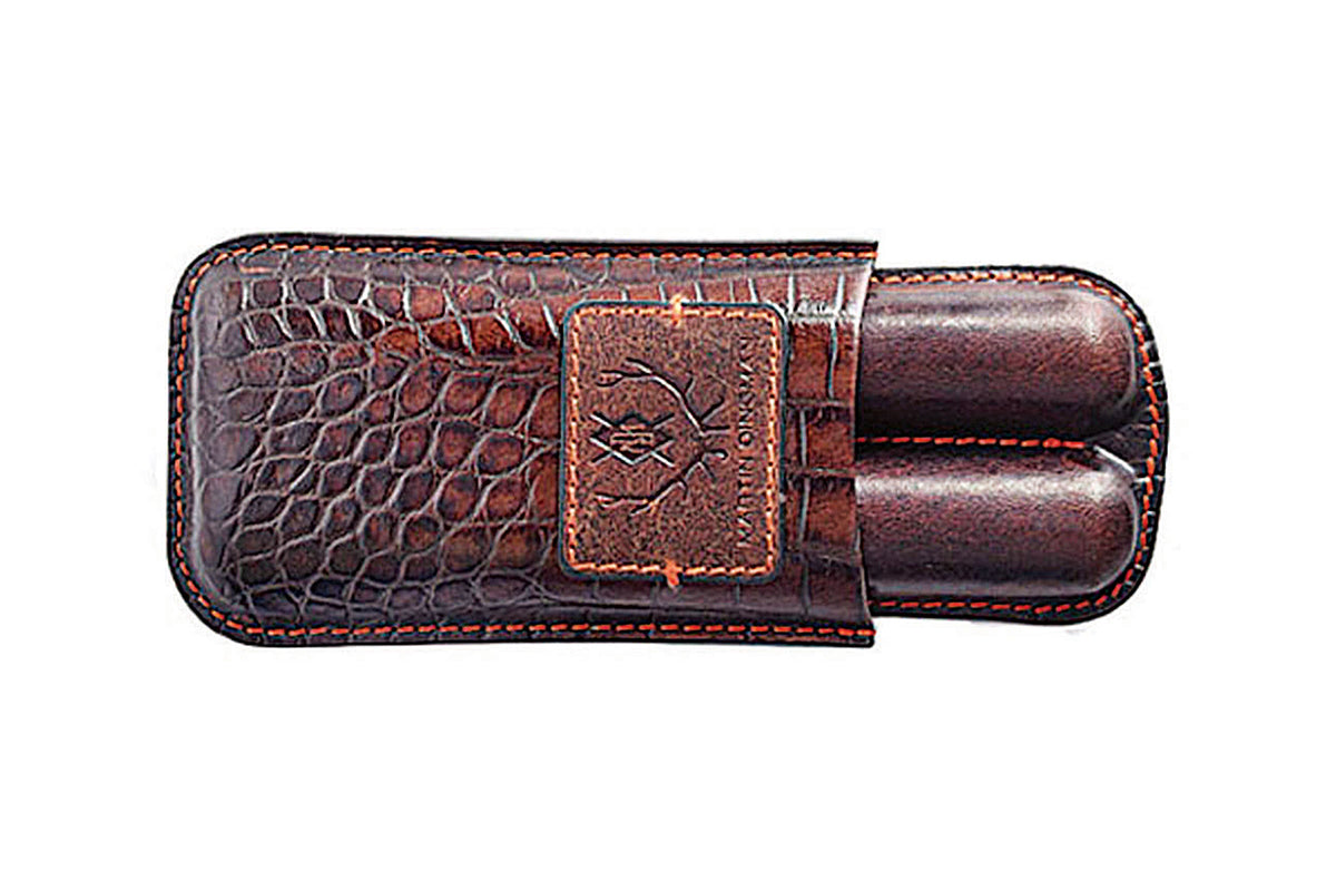 Havana Alligator Grain Cigar Case - Brown | Martin Dingman