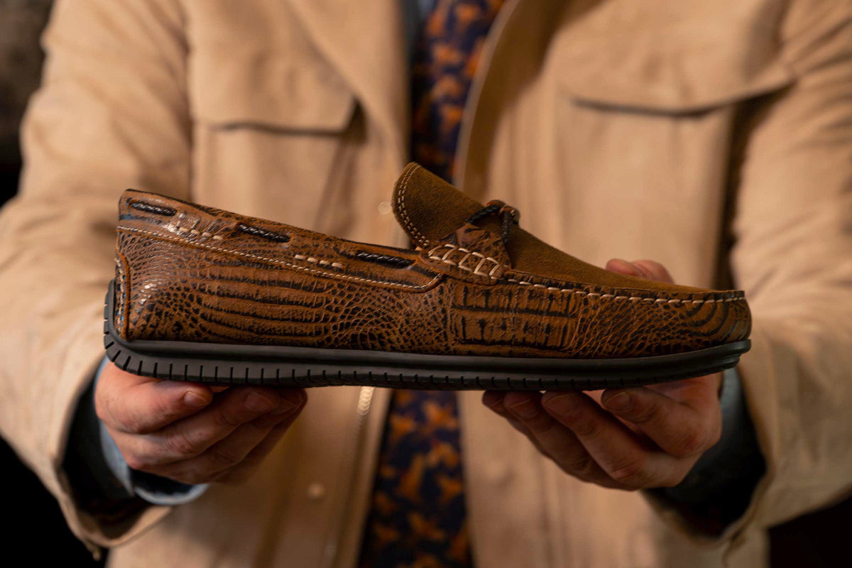 Bermuda Crocodile Grain Braided Bit Loafers - Burnt Pecan | Martin Dingman