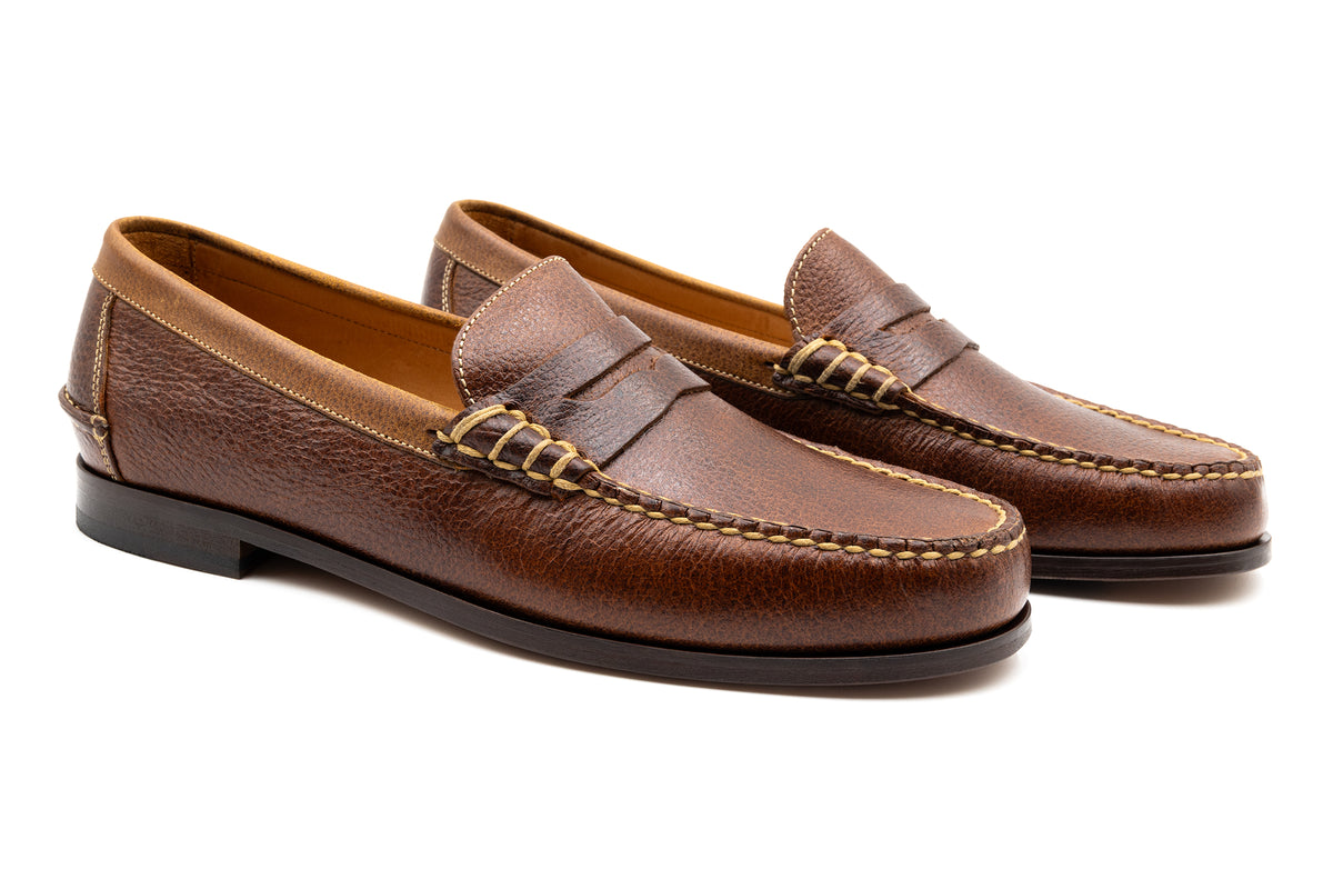 All American Water Buffalo Penny Loafers - Oak | Martin Dingman