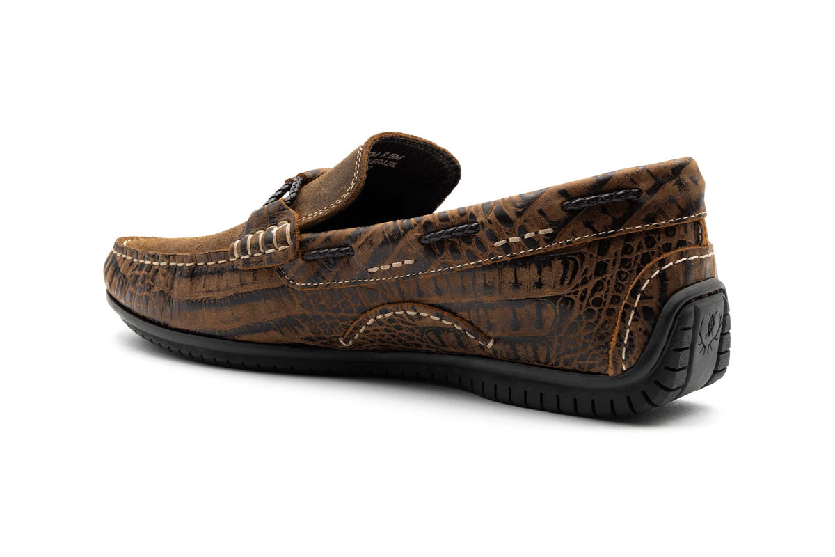 Bermuda Crocodile Grain Braided Bit Loafers - Burnt Pecan | Martin Dingman