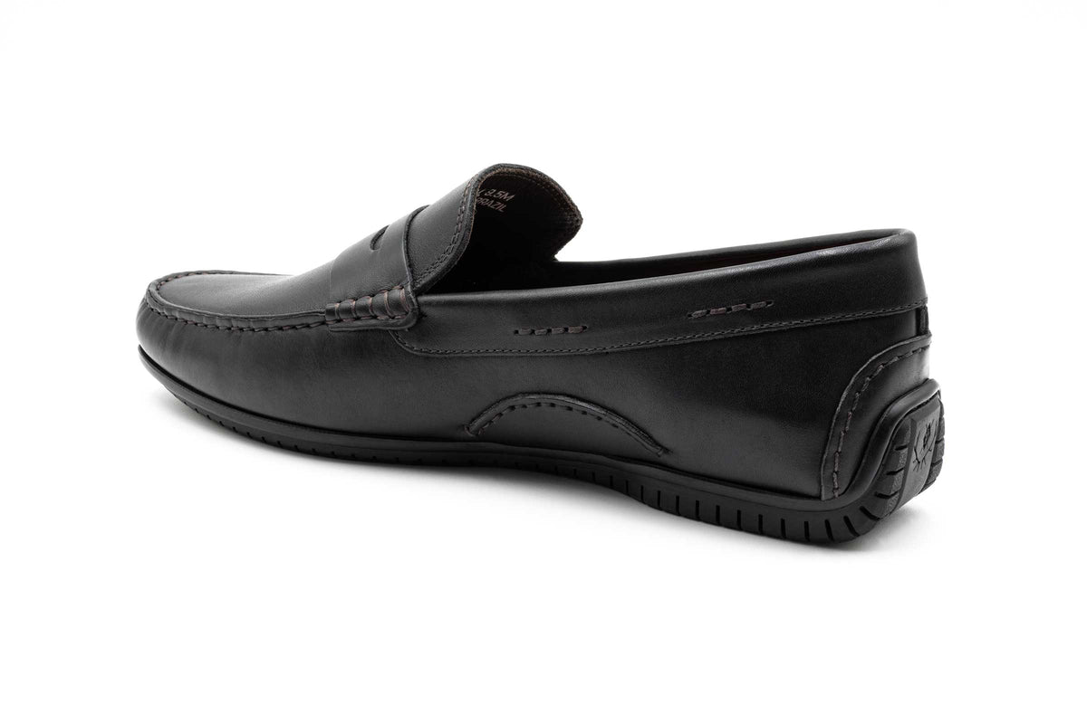 Bermuda Saddle Leather Penny Loafers - Black | Martin Dingman