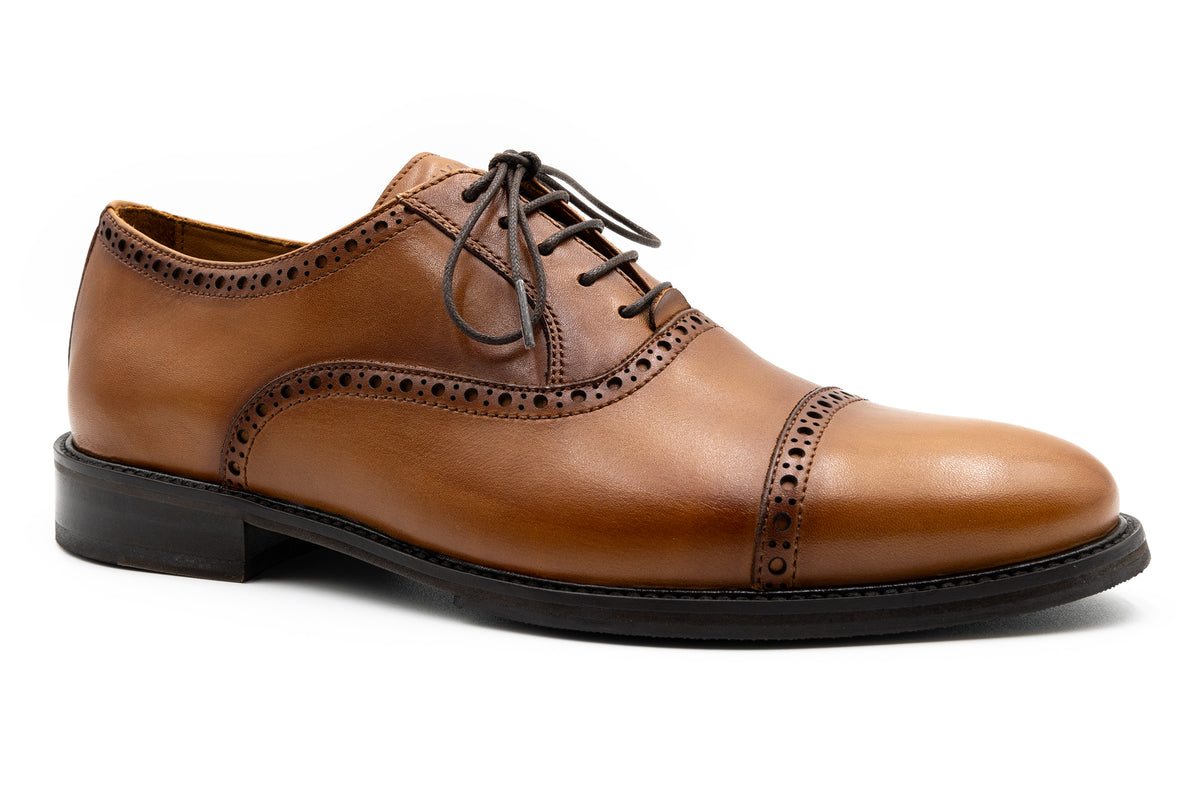 Cambridge Calf Leather Cap Toe - Whiskey | Martin Dingman